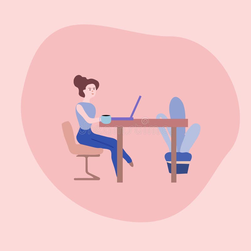 Work from Home Illustration. Cozy Workplace. Work in Isolation Stock ...