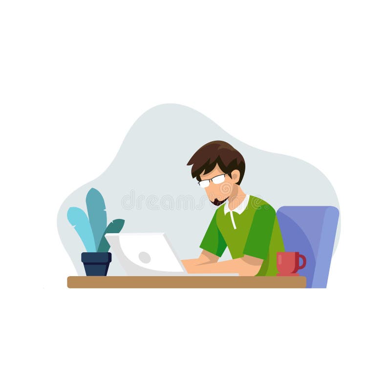 Work from Home Study from Home Illustration Vector Isolated Stock ...