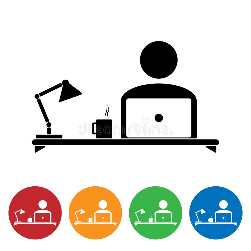Work from Home on Laptop Icon Stock Illustration - Illustration of ...