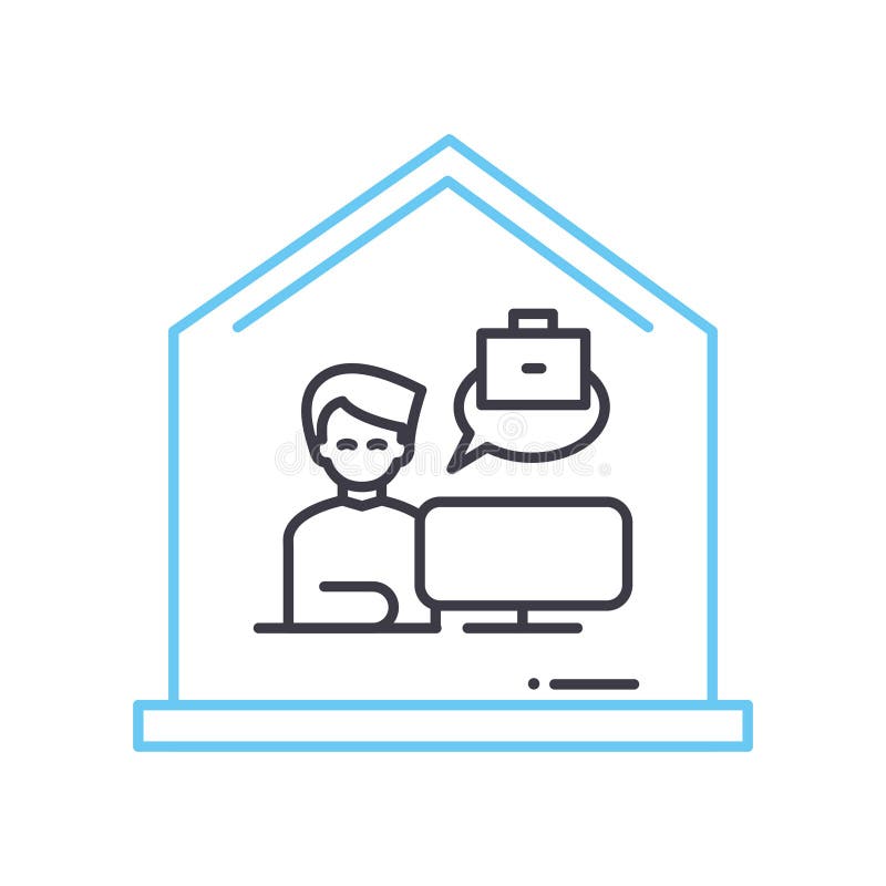 Work from Home Line Icon, Outline Symbol, Vector Illustration, Concept ...