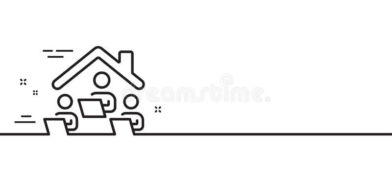 Work at Home Line Icon. Teamwork Sign. Minimal Line Pattern Banner ...