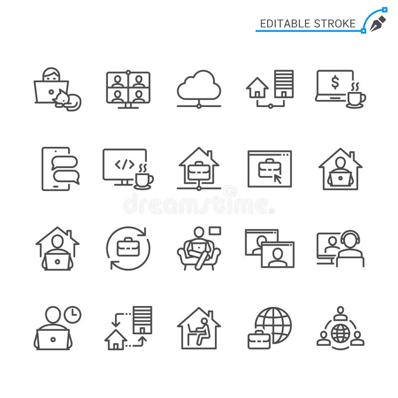 Social Network Outline Icon Set Stock Vector - Illustration of ...