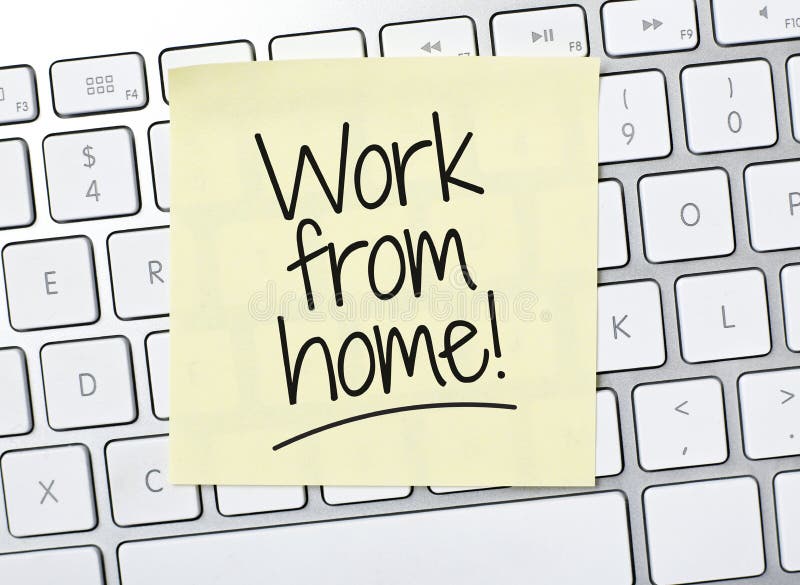 Work from home message stock image. Image of desk, keyboard - 176591105