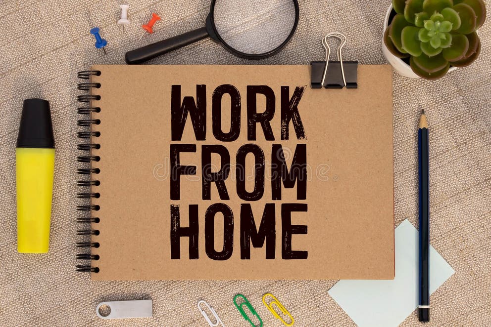 Work from Home Message on Today Page Stock Image - Image of cube ...
