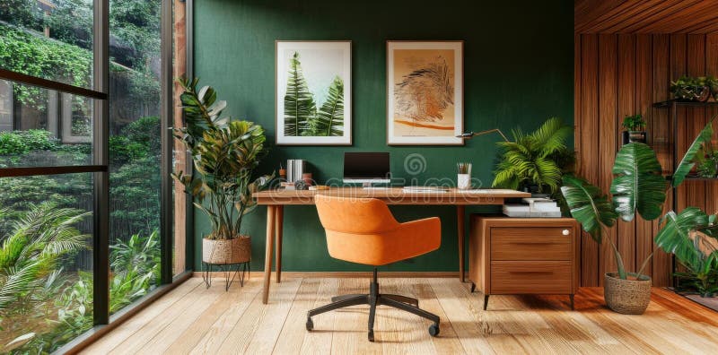 Work from Home with Nature, a Natural Workstation Indoor Plants Stock ...