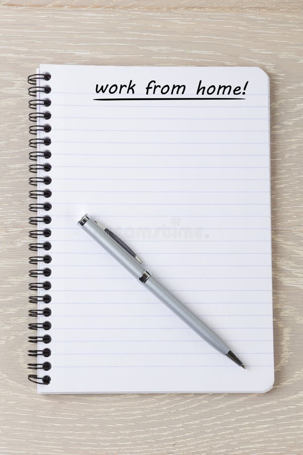 Work from Home Note on Pad with Pen Stock Photo - Image of person ...