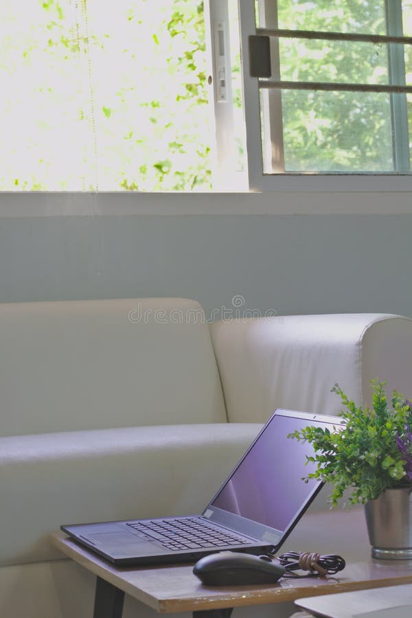 Work at Home, Notebook, Computer, Sofa, White Window, Open Air To ...