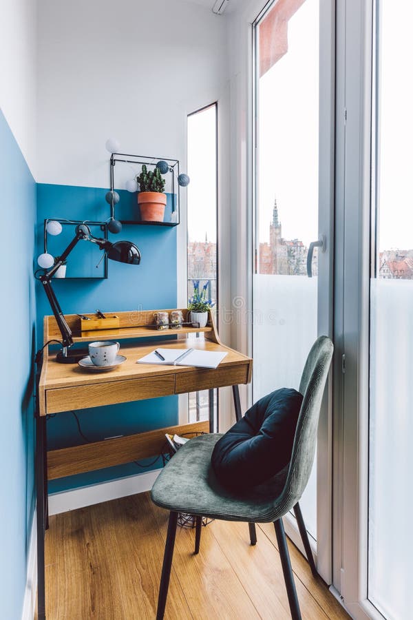 Work at Home Office, Modern Simple Desk Stock Image - Image of ...