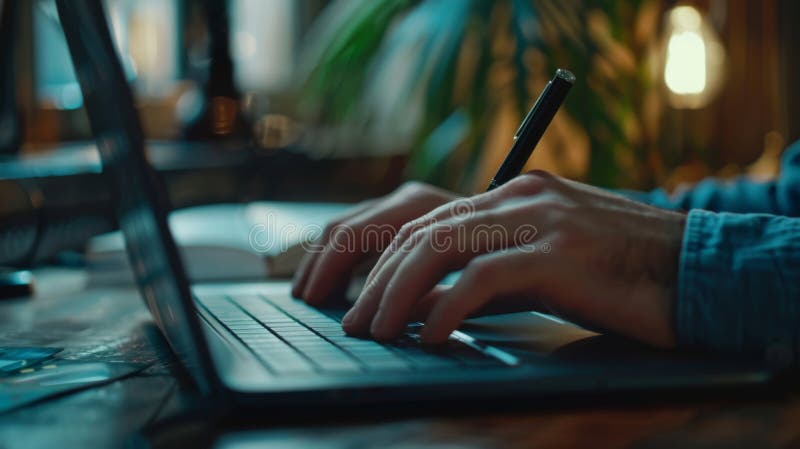 A Work at Home Office, Telework, and Online Learning Concept. a ...