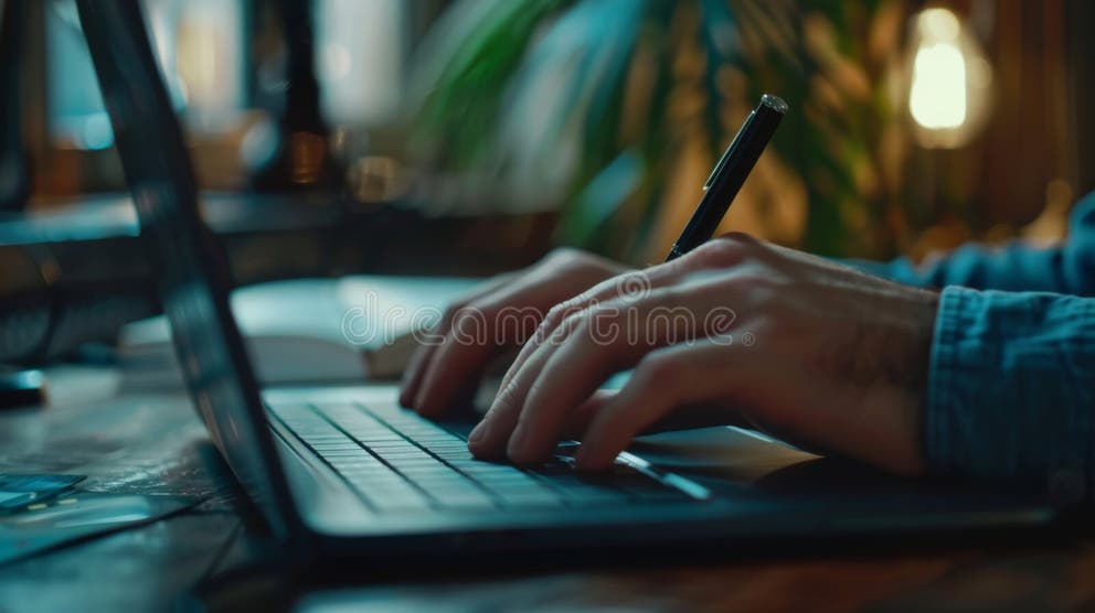 A Work at Home Office, Telework, and Online Learning Concept. a ...