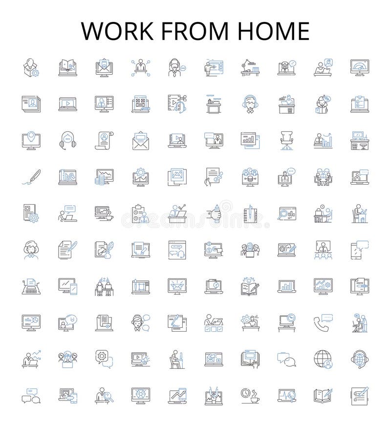 Work from Home Outline Icons Collection. Home-based, Telecommuting ... Work from Home Outline Icons Collection. Home-based, Telecommuting ...