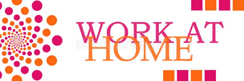 Work at Home Pink Orange Dots Horizontal Stock Illustration ...