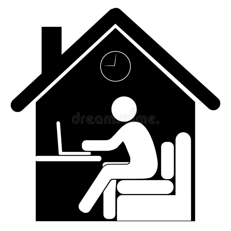 Working on Computer at Home Icon Stock Vector - Illustration of concept ...