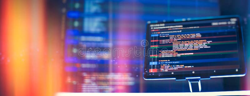 Work From Home Programmer Coding Code On Notebook Screen At Home