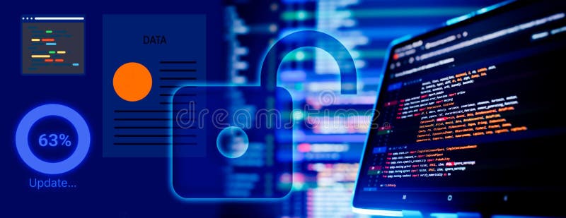 Work from Home. Programmer Coding Code on Notebook Screen at Home. Stock Photo - Image of ...