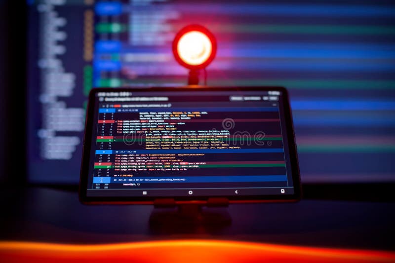 Work From Home Programmer Coding Code On Notebook Screen At Home