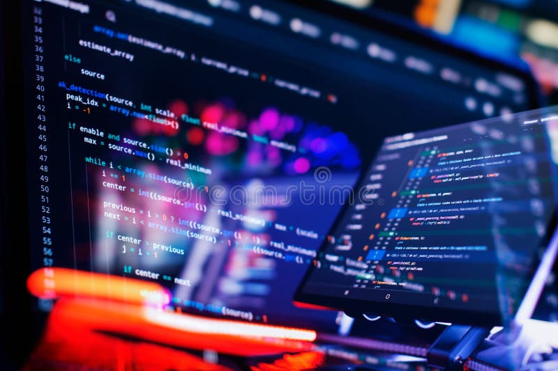Work From Home Programmer Coding Code On Notebook Screen At Home