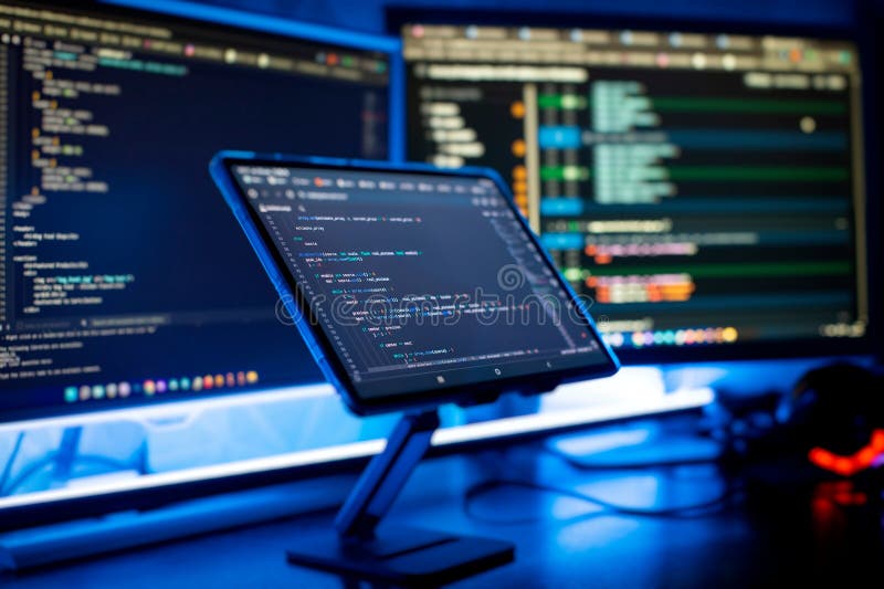 Work From Home Programmer Coding Code On Notebook Screen At Home Stock Image Image Of Laptop