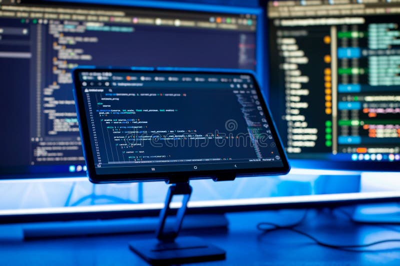 Work From Home Programmer Coding Code On Notebook Screen At Home