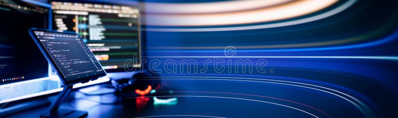 Work From Home Programmer Coding Code On Notebook Screen At Home Stock Image Image Of
