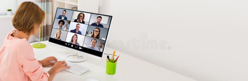Work from Home Video Conference Call Stock Photo - Image of call ...
