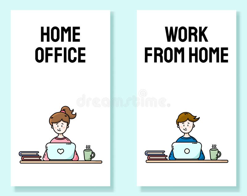 Work from Home Set of Motivational Vertical Banners. Practicing Self ...