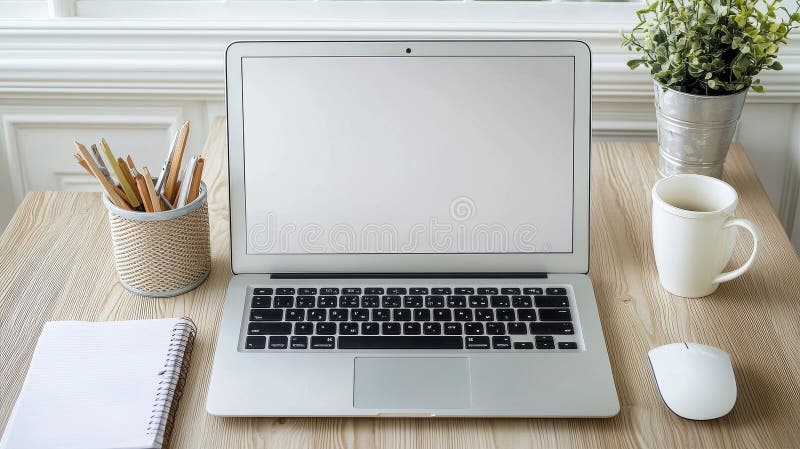 Work from Home Setup Minimalist Laptop Workspace with Coffee and Plant ...