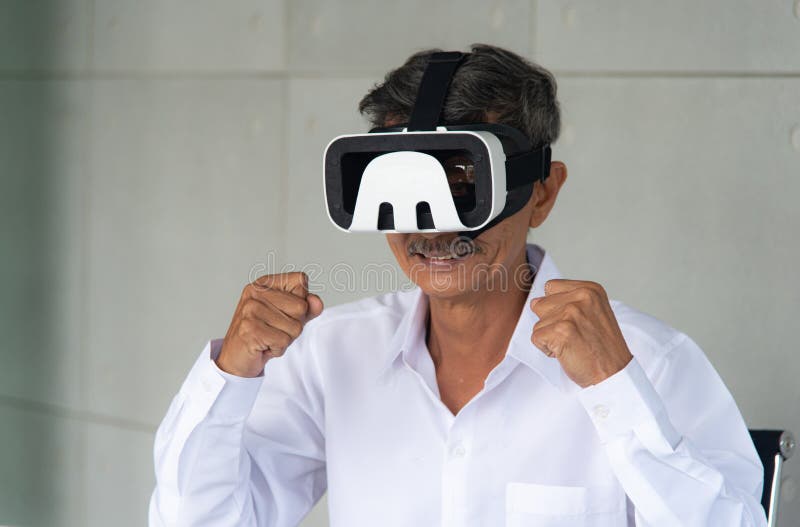 Work from Home and Social Distancing Concept. Asian Business Old Man ...