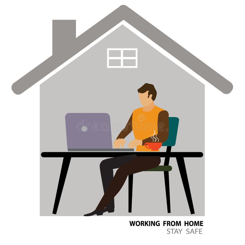 Professional Working on Computer at Home. Working Icon Vector Stock ...