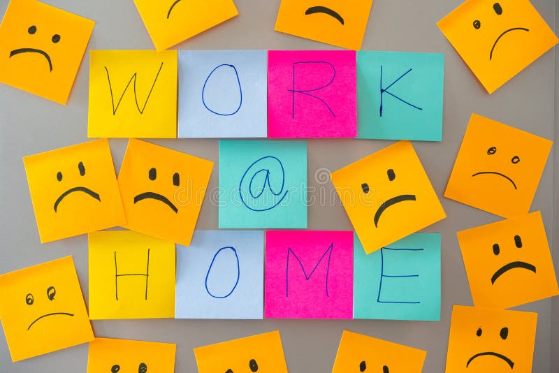 Work at Home Sticky Note on Wall Stock Image - Image of white, office ...