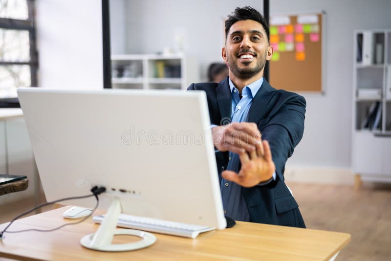 Work from Home Stretch Exercise Stock Photo - Image of working ...