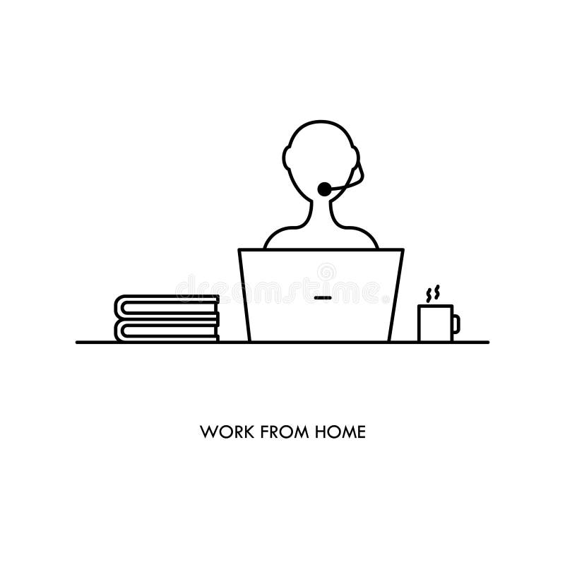 Work at Home, Teleworking Icon Set Stock Vector - Illustration of ...