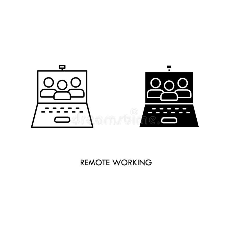 Work at Home, Teleworking Icon Set Stock Vector - Illustration of ...