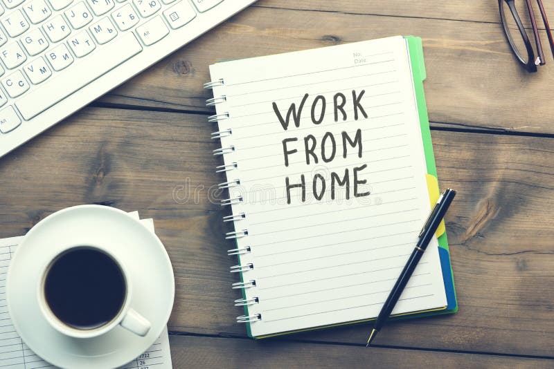 Work from Home Text on Page Stock Image - Image of coffee, lined: 171998561