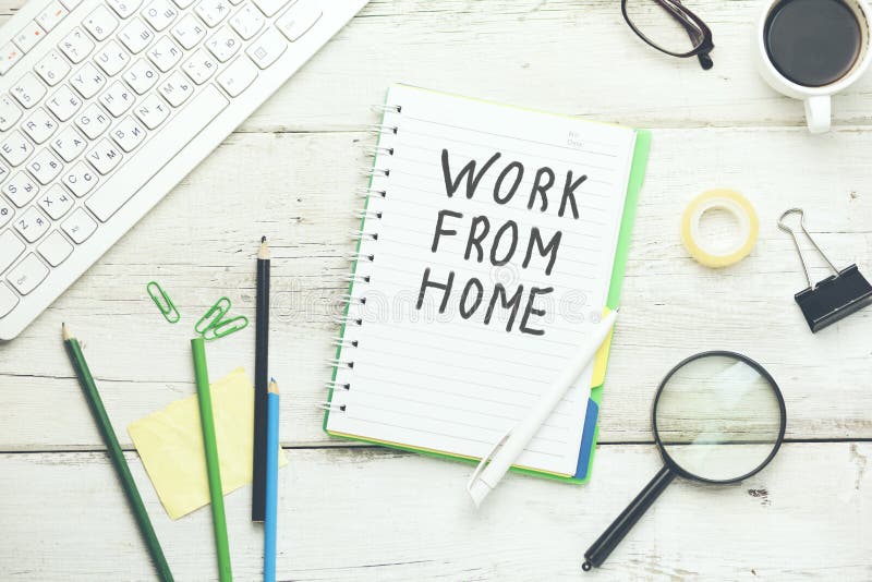 Work from Home Text on Page Stock Image - Image of communication, home ...