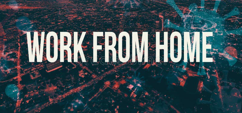 Work from Home Theme with Downtown Los Angeles at Night Stock ...