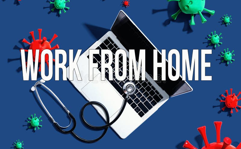 Work from Home Theme with Stethoscope and Laptop Stock Image - Image of ...