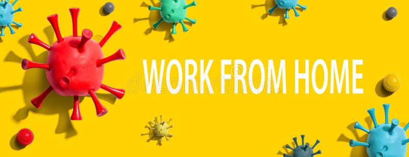 Work from Home Theme with Virus Craft Objects Stock Photo - Image of ...
