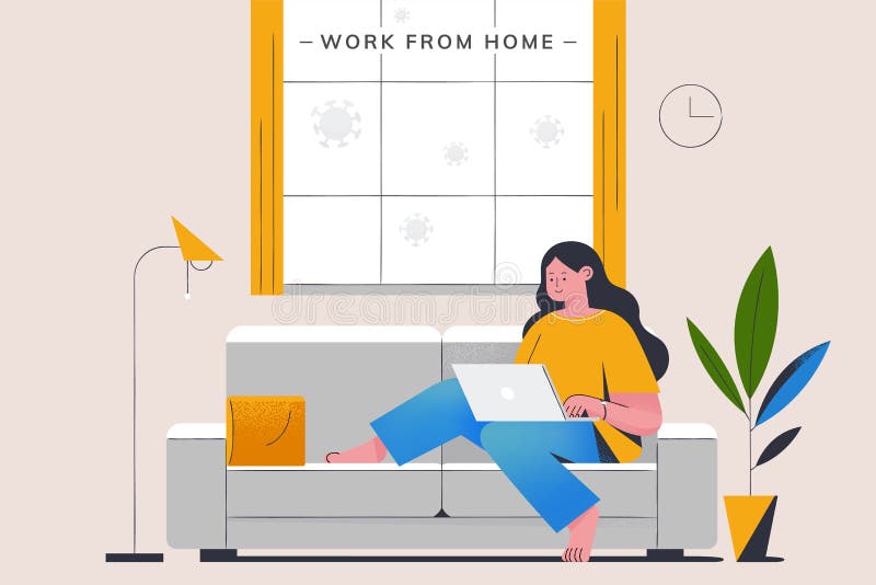 Work from home banner stock vector. Illustration of home - 182018313