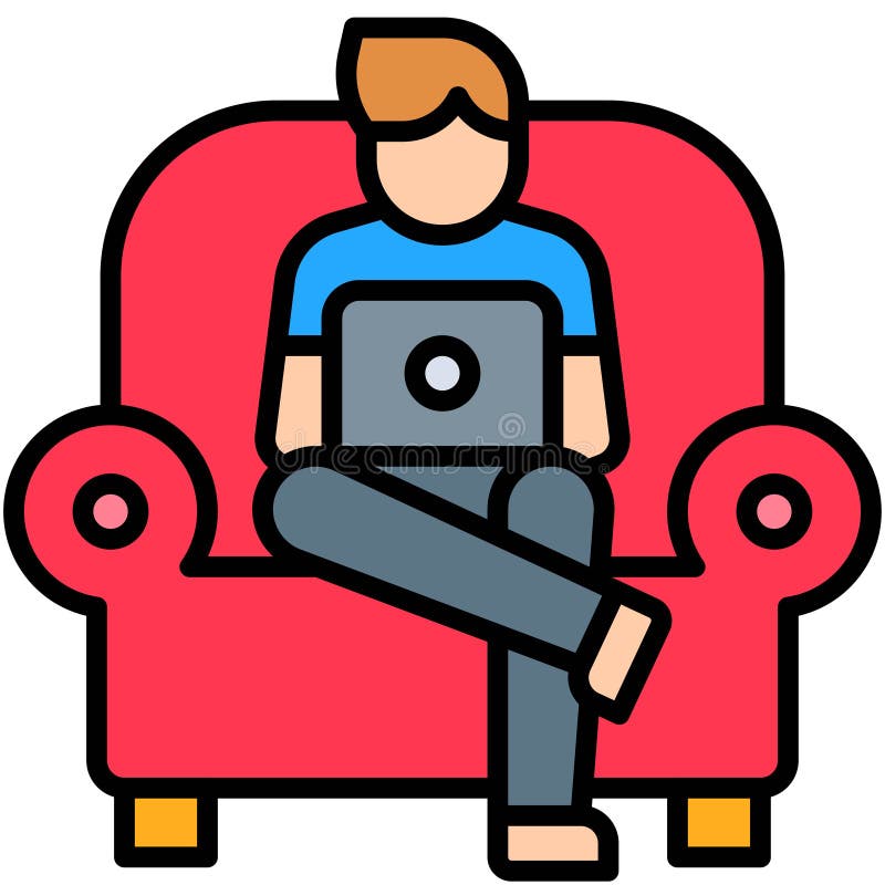 Work from Home, Working on Sofa Vector Stock Vector - Illustration of ...