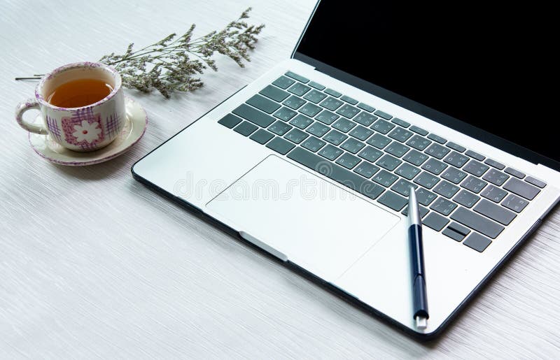 Work from Home, Workspace Office at Home, Notebook or Laptop Computer ...