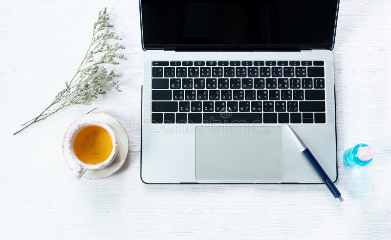 Work from Home, Workspace Office at Home, Notebook or Laptop Computer ...