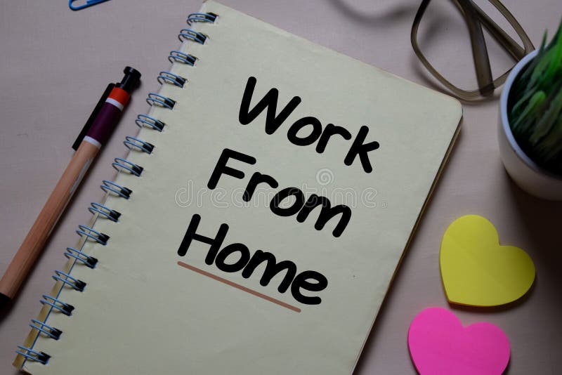 Work from Home Write on a Book Isolated on Office Desk Stock Image ...