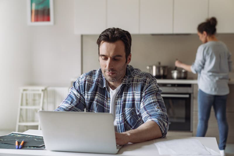Work at home stock photo. Image of home, computer, phone - 225337752