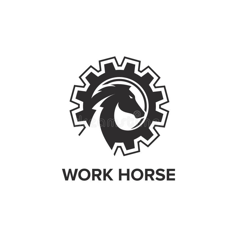 Work Horse Logo with Gears and Electrical Symbols Stock Vector ...