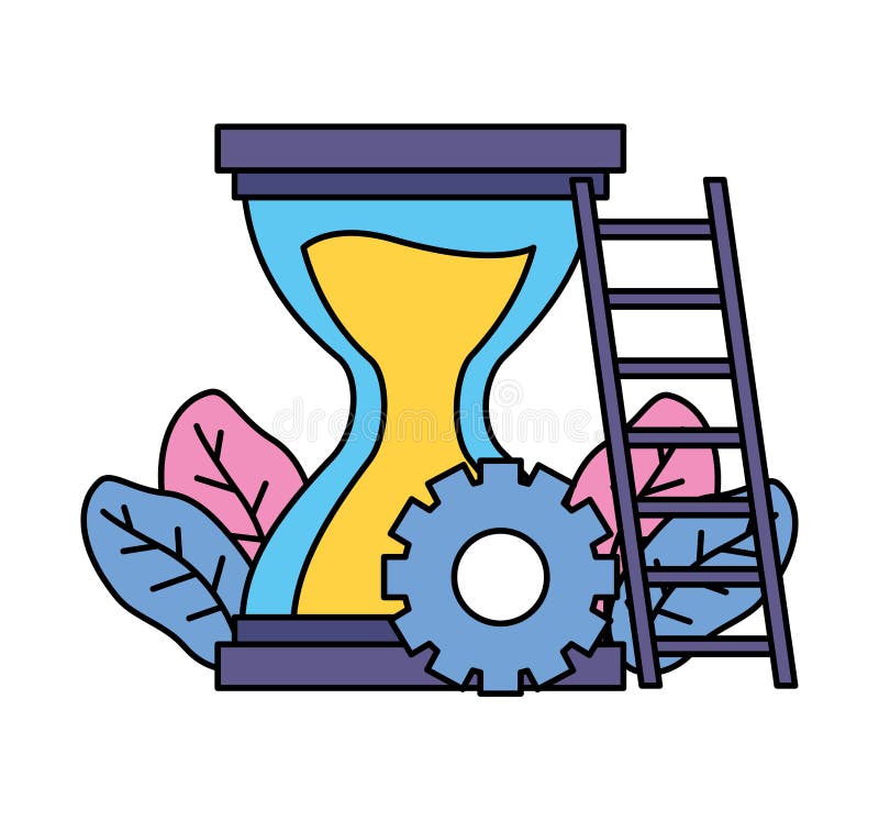 Work Hourglass Clock Stairs Stock Illustration - Illustration of flat ...