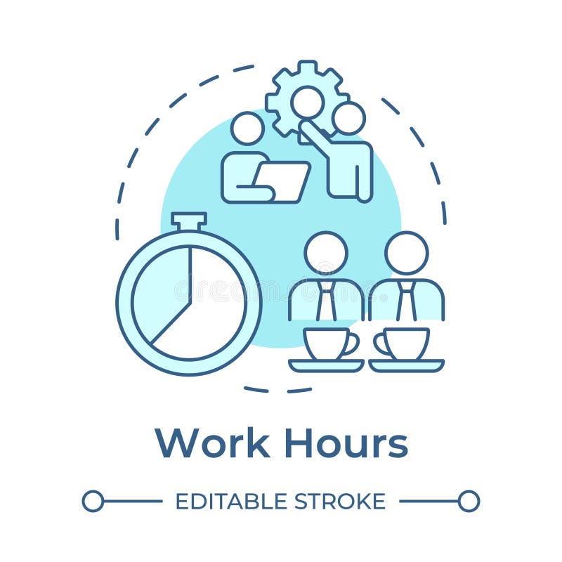 Work Hours Soft Blue Concept Icon Stock Vector - Illustration of ...