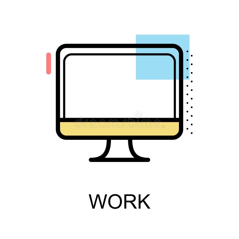 Work Icon with Computer on White Background Illustration Design Stock ...