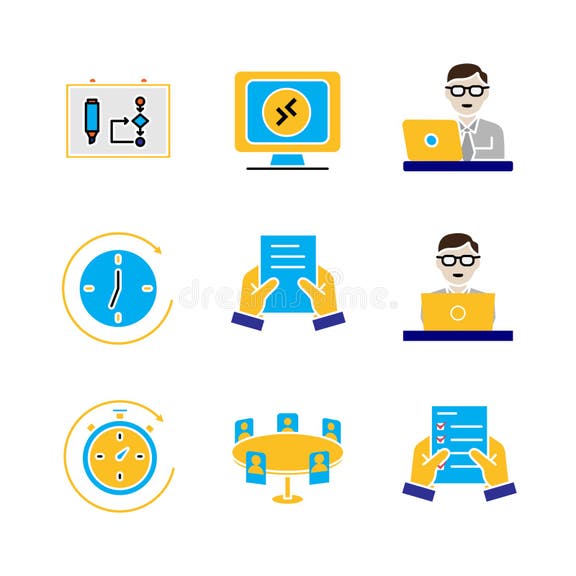 Work Icon. Shared Docs, Online Work, Video Conference, Time Tracker ...