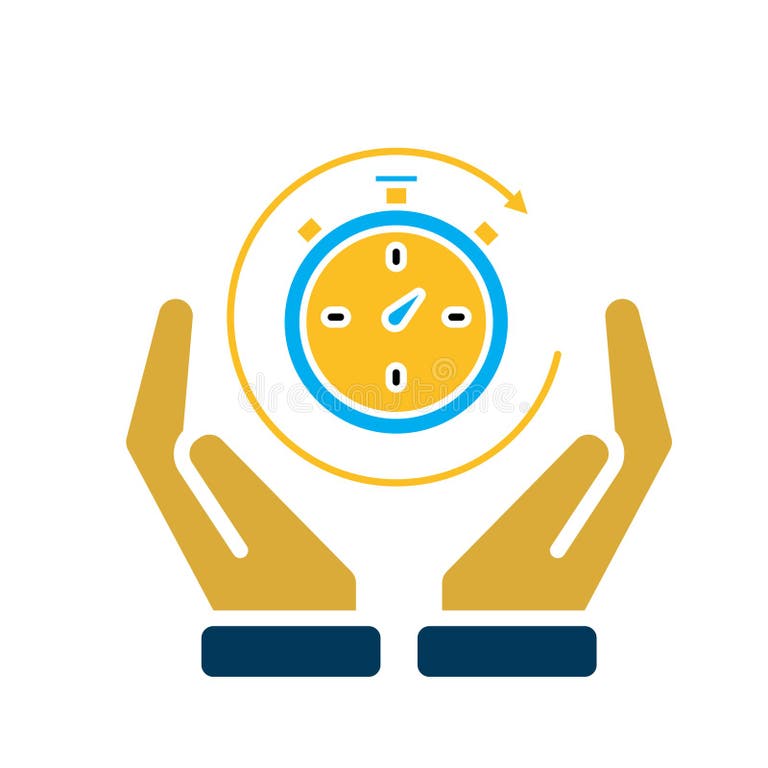 Work Icon. Time Tracker in Two Hand. Counter Clock with Circular ...
